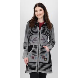 Fleecejacke DEPROC Active "Patchwork NUNAVUT LONG WMN", Damen, Gr. 44L, grau (light gray), 100% Baumwolle, Jacken Fleecejacke, auch in Gro&szlig;en Gr&ouml;&szlig;en erh&auml;ltlich