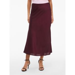 Maxirock Vila "VIELLETTE HW LONG SKIRT - NOOS", Damen, Gr. 36, lila (fig), Web, Obermaterial: 100% Polyester, unifarben, Basic schmal wadenlang, R&ouml;cke Maxirock, Kunstfaser