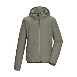 Fleecejacke Killtec "KOW 246 BYS FLC JCKT", Jungen, Gr. 116, olivgr&uuml;n, Obermaterial: 100% Polyester, Jacken Fleecejacke, Gestreifte Kinder Fleecejacke mit Kapuze, Kinnschutz und Taschen
