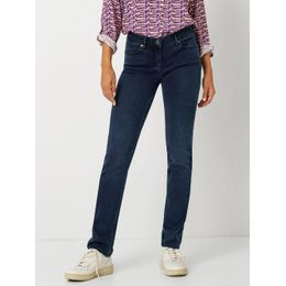 Straight-Jeans Toni "Perfect Shape Straight", Damen, Gr. 21, K-Gr, blau (dunkelblau used), Denim/Jeans, Obermaterial: 44% Lyocell, 30% Baumwolle, 23% Polyester, 3% Elasthan, straight fit, Jeans Straight-Jeans