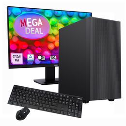 GAMEMAX PC-Komplettsystem "MegaDeal Multimedia-PC 2721 AMD Ryzen 5 5600GT 16GB 480GB SSD", Energieeffizienz: E, schwarz, Microsoft Windows 11 Home (64 Bit), 16 GB RAM 480 GB SSD, Computer_Komplettsysteme, Windows 11 + MSI PRO MP273A Monitor, 69cm (27"), PC-Komplettsystem