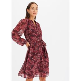 Chiffonkleid bonprix, Damen, Gr. 46, N-Gr, rot (bordeaux paisley), Obermaterial: 100% Polyester. Futter: 100% Polyester, ausgestellt, Kleider Chiffonkleid, f&uuml;r stilvollen Auftritt, aus Polyester, ausgestellte Passform