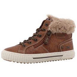 Winterboots Mustang Shoes "Ezio", M&auml;dchen, Gr. 36, braun, Lederimitat, Textil, Basic, Schuhe Winterboots, High Top Sneaker, Schn&uuml;rboots mit Rei&szlig;verschluss