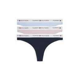 String, Damen, Gr. S (36), 3 Stk., navy, breezy orchid, sweet blau, Jersey, Obermaterial: 95% Baumwolle, 5% Elasthan, Tommy Hilfiger Underwear, k&ouml;rpernah, Unterhosen String, mit Logoschriftzug