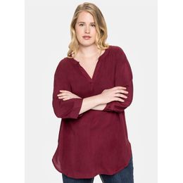 sheego Damen Longbluse, rot, Gr. 54, unifarben, 100% Viskose, Blusen