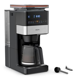 Krups Filterkaffeemaschine "KM8428 Grind Aroma XL", schwarz (schwarz, edelstahl), 1,5 l, 18, Kaffeemaschinen, Kegelmahlwerk, digitales Bedienfeld, 1,5 l, 2 h Warmhaltefunktion, Filterkaffeemaschine