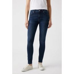 Skinny-fit-Jeans Pepe Jeans "SKINNY JEANS MW", Damen, Gr. 25, L&auml;nge 30, tiefblau, Denim/Jeans, Obermaterial: 84% Baumwolle, 15% Polyester, 1% Elasthan, skinny fit lang, Jeans Skinny-fit-Jeans, in verschiedenen Waschungen