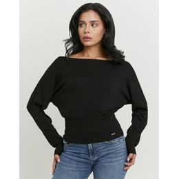 Tally Weijl Damen Langarmshirt "STSCOWASTA"schwarz, Gr. S, unifarben, Jersey, Obermaterial: 50% Baumwolle, 45% Modal, 5% Elasthan, Shirts,