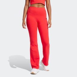 Trainingstights adidas Sportswear "ESSENTIALS SMALL LOGO FLARED LEGGINGS", Damen, Gr. S, N-Gr, rot (pure ruby, schwarz, normal, gr.), Obermaterial: 90% Baumwolle, 10% Elasthan, Hosen Trainingstights, Hoher Bund, ausgestellte Beinform