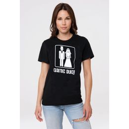 T-Shirt logoshirt "Game Over", Damen, Gr. XS, schwarz, 100% Baumwolle, bedruckt, normal, Rundhals, Shirts T-Shirt, mit lustigem Print