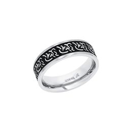 Fingerring Amor Gr. 56, edelstahlfarben, schwarz, Fingerringe, Damen, 56, Edelstahl, 7mm, Fingerring