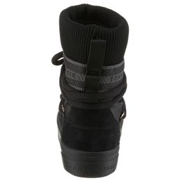 Tommy Hilfiger Damen Schn&uuml;rboots "TOMMYTECH LOGOTAPE SNOWBOOT WARM", Gr. 41, schwarz, Textil, Veloursleder, Schuhe, Plateau, Schn&uuml;rboots,
