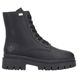 Winterstiefelette Rieker, Damen, Gr. 42, schwarz, Lederimitat, unifarben, Basic, Schuhe Winterstiefelette, Plateauboots, Schn&uuml;rboots mit wasserabweisender RiekerTEX-Membran