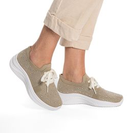Ara Damen Slip-On Sneaker "SEATTLE", Gr. 5,5, beige, Textil, Schuhe, Keilabsatz, Slipper, Freizeitschuh mit Strasssteinen, H-Weite