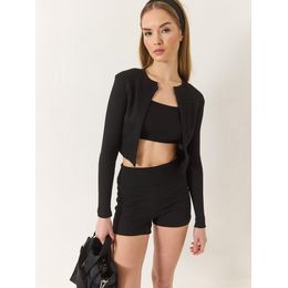 Bianco Lucci Set: Top, Strickjacke und Shorts Damen Gr&ouml;&szlig;e 40 schwarz