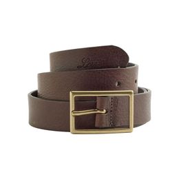 Levi's LEVI'S Damen Lederg&uuml;rtel "RECTANGLE BELT"leather braun, Gr. 85, Rindsleder, G&uuml;rtel, mit goldfarbener Schlie&szlig;e und Logopr&auml;gung