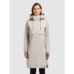 Kurzmantel Khujo "MANAO2", Damen, Gr. L, bone beige, Web, 100% Polyester, unifarben, regular fit ca. Mitte Oberschenkel, eingesetzt abgesteppte Kante, M&auml;ntel Kurzmantel