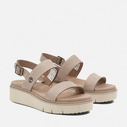 Sandale Timberland "SAFARI DAWN BACKSTRAP SANDAL", Damen, Gr. 38,5, taupe gray, Leder, Schuhe Sandale, aus Leder
