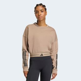 Sweatshirt adidas Performance "HYG CREW", Damen, Gr. L, chalky braun, Obermaterial: 70% Baumwolle, 30% Polyester, Rundhals, angesetztes B&uuml;ndchen, Sweatshirts Sweatshirt
