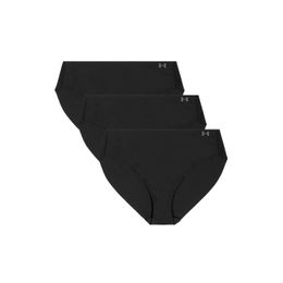 Slip Under Armour "Slip UA PURE STRETCH NO SHOW BIKINI-SOLID 3PK 3er Pack", Damen, Gr. L, schwarz, Obermaterial: 76% Polyamid PA. 24% Elasthan EL., Unterhosen Slip