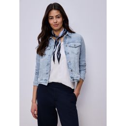 Jeansjacke Street One, Damen, Gr. 42, light blau washed, Denim/Jeans, Obermaterial: 70% Baumwolle, 28% Polyester, 2% Elasthan, unifarben, regular fit normal, Manschette, Jacken Jeansjacke, mit Brust Taschen