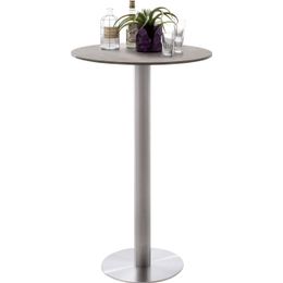 Bartisch MCA furniture "Zarina", braun (mokka, edelstahl, mokka), B:65cm H:105cm T:65cm, Tische, Bartisch, Bartisch mit Glaskeramik Tischplatte mit Edelstahl Gestell