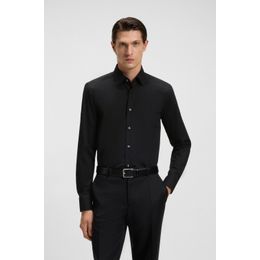 BOSS Herren Businesshemd "Hank", schwarz, Gr. 45, unifarben, Popeline, Obermaterial: 96% Baumwolle, 4% Elasthan, Hemden, Kentkragen, Slim-Fit,
