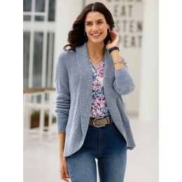 Inspirationen Damen Strickjacke, blau, Gr. 38, unifarben, 50% Baumwolle, 50% Polyacryl, Strickjacken