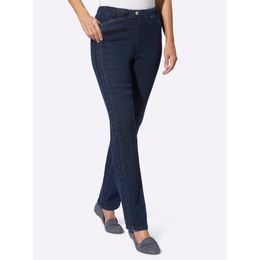 Bequeme Jeans Classic Basics, Damen, Gr. 25, Kurzgr&ouml;&szlig;en, blau (dunkelblau), 81% Baumwolle, 17% Polyester, 2% Elasthan, unifarben, lang, Jeans
