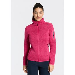 Strickfleecejacke CMP "KNITTED MELANGE FLEECE WOMAN JACKET", Damen, Gr. 44, magenta, ligh, Strick, Obermaterial: 100% Polyester, normal, eingefasste Kante, Jacken, W&auml;rmeisolierend & Schnell trocknend & Atmungsaktiv, &Uuml;bergangsjacke