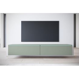 Lowboard Home Affaire "LOWBOARD VERA, wahlweise mit oder ohne Beleuchtung", gr&uuml;n (salbei), B:180cm H:30cm T:33cm, Sideboards, Lowboard, Modernes griffloses TV-Board, 180 cm TV-Schrank, stehend und h&auml;ngend