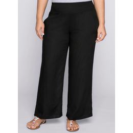 sheego Damen Schlupfhose, schwarz, Gr. 52, unifarben, 100% Viskose, Hosen