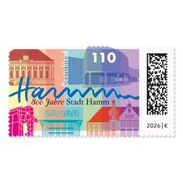 800 Jahre Stadt Hamm, Briefmarke zu 1,10 &euro;, 10er-Bogen