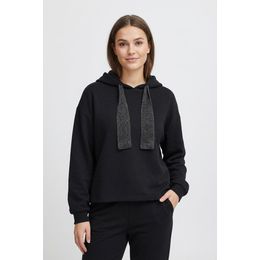 Kapuzensweatshirt Pieces "PCCHILLI LS GLITTER HOODIE NOOS BC", Damen, Gr. M, schwarz detail:wide lurex, Sweatware, Obermaterial: 50% Baumwolle, 50% Polyester, unifarben, regular fit normal, ohne Ausschnitt, Rippstrickb&uuml;ndchen, Sweatshirts Kapuzensweatshirt, mit Kordelzug in Kontrastfarbe