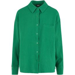 Urban Classics Damen Klassische Bluse "Urban Classics Ladies Oversized Musselin Blouse", gr&uuml;n, Gr. M, 100% Baumwolle, Blusen
