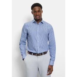 Businesshemd OLYMP "OLYMP Level Five, body fit, Royal Kent mit extra langem Arm", Herren, Gr. 40, Normaler Arm, blau (royal), 100% Baumwolle, Hemden
