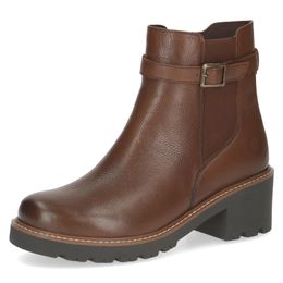 Caprice Damen Chelseaboots, Gr. 36, braun, Leder, Schuhe, Blockabsatz, Herbstboots, Stiefelette mit dezenter Zierschnalle