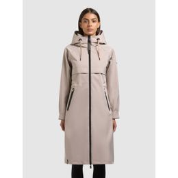 Regenmantel Khujo "PINAX2", Damen, Gr. L, latte beige, Web, 100% Polyester, unifarben, regular fit knielang, Raglan&auml;rmel mit Druckknopf, M&auml;ntel