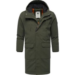 Wintermantel Ragwear "Wintermantel Mr Them Long", Herren, Gr. S, gr&uuml;n (schwarz olive25), Obermaterial: 100% Polyester PES. Obermaterial: Futter: 100% Polyester PES. 100% Polyester PES., M&auml;ntel Wintermantel