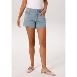 Shorts Aniston CASUAL, Damen, Gr. 36, N-Gr, blau bleached, Denim/Jeans, Obermaterial: 81% Baumwolle, 17% Polyester, 2% Elasthan, Abriebeffekte, used, figurumspielend kurz, Hosen Shorts, in trendiger Used-Waschung - NEUE KOLLEKTION