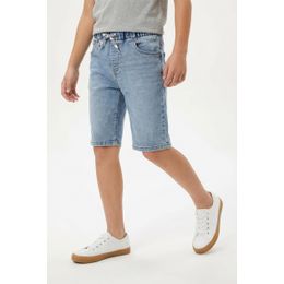Jeansbermudas LEVI'S KIDS "LVB SKINNY FIT DOBBY SHORT", Jungen, Gr. 14 (164), N-Gr, gravy train, Denim/Jeans, Obermaterial: 68% Baumwolle, 31% Polyester, 1% Elasthan, skinny fit, Jeans Jeansbermudas, for BOYS