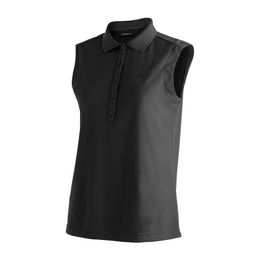 Poloshirt Maier Sports "Ulrike sleeveless", Damen, Gr. 34, schwarz, 100% Polyester, Shirts Poloshirt, Damen Polo, leichtes Shirt, &auml;rmelloses Funktionsshirt, Regular Fit