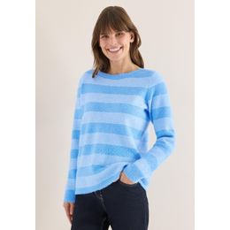 Cecil Damen Strickpulloverfountain blau, Gr. L, gestreift, Stoff, 85% Polyester, 15% Baumwolle, Pullover