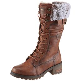 Mustang Shoes Damen Winterstiefel "Haukea", Gr. 39, braun, Lederimitat, Textil, Schuhe, Snowboots, Winterstiefel mit TEX-Membrane