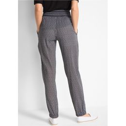 Haremshose bonprix, Damen, Gr. 46, N-Gr, schwarz, wei&szlig; graphisch, Web, Obermaterial: 100% Baumwolle, loose fit, Hosen Haremshose, aus reiner Baumwolle, bequemer Gummizugbund, lockere Passform