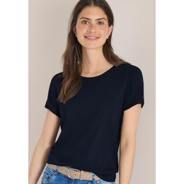 Cecil Damen T-Shirtuniversal blau, Gr. XXL, unifarben, Web, 50% Baumwolle, 50% Modal, Shirts, mit Rundhalsausschnitt