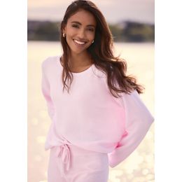 ELBSAND Damen Sweater, Gr. 48, rosa, Feinstrick, Obermaterial: 55% Baumwolle, 45% Nylon, unifarben, Sweatshirts, aus hochwertigem Feinstrick,