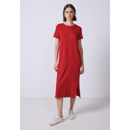 Damen Midikleid, rot, Gr. 46, STREET ONE STUDIO, unifarben, Web, 95% Baumwolle, 5% Elasthan, Kleider, mit Rundhalsausschnitt