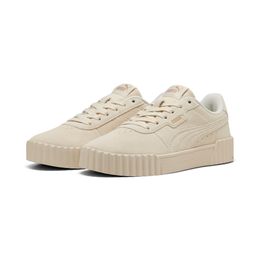Puma Damen Sneaker "CARINA 3.0 SD", Gr. 38,5alpine snow, Puma gold, Leder, unifarben, Schuhe, aus Wildleder, mit SOFTFOAM+ Einlegesohle, mit Schn&uuml;rung