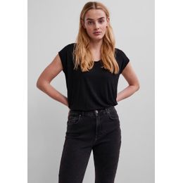 Rundhalsshirt Pieces "PCBILLO TEE SOLID NOOS BC", Damen, Gr. L, schwarz, Jersey, Obermaterial: 95% Viskose, 5% Elasthan, unifarben, figurumspielend normal, Rundhals, Shirts Rundhalsshirt